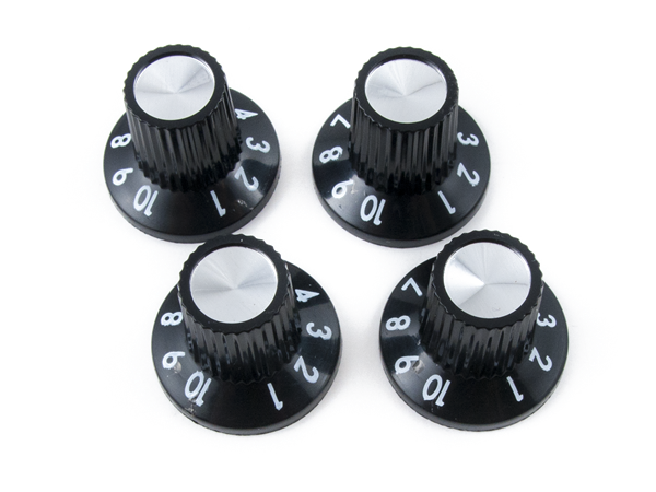 Black/Silver Skirted Push-On Style Amplifier Knobs, Black (4 ...