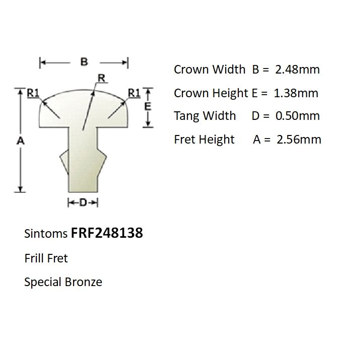 Sintoms Bronze Fret Wire 2.5mm Crown Width Frill Profile | Allparts UK
