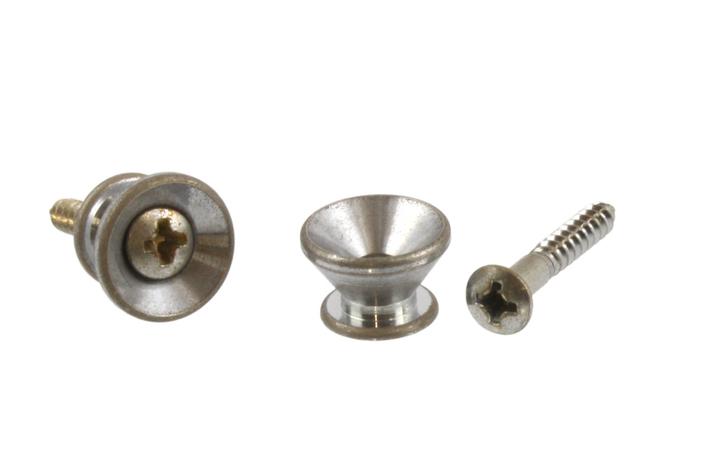 Strap Buttons with Screws, Aged Chrome | Allparts UK Ltd