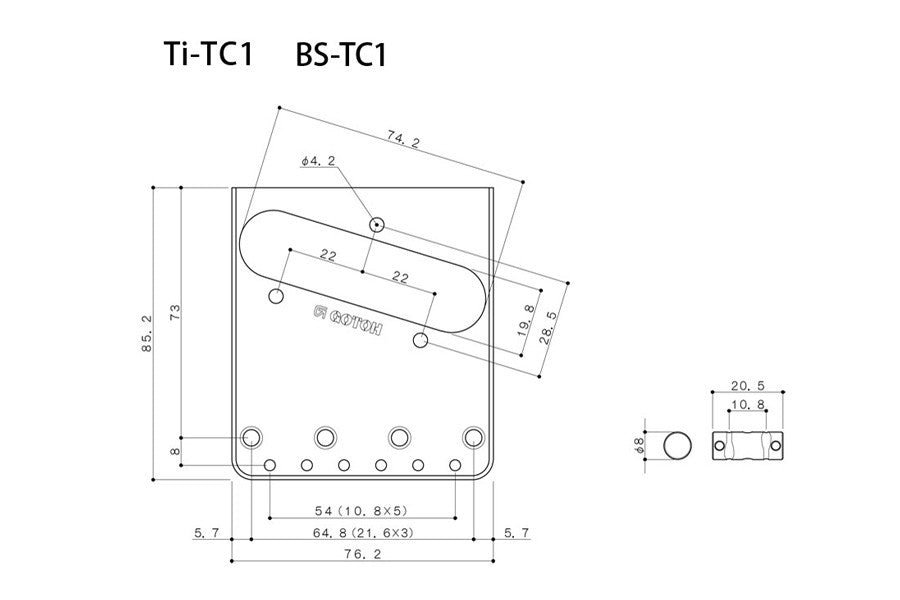 Guitar bridge - 3 barrel saddle Gotoh In-Tune engraved brass bridge fo ...